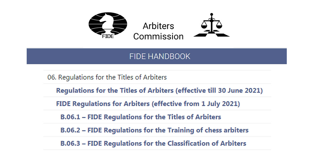 The new FIDE Regulations for Arbiters are approved! – Arbiters' Commission
