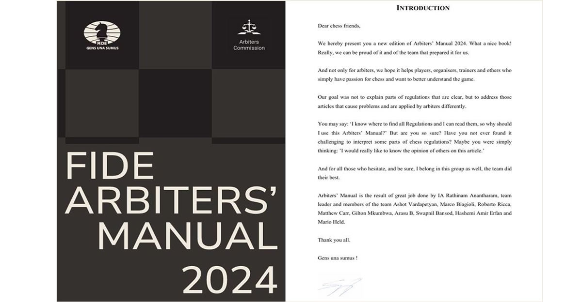 FIDE Arbiters’ Commission releases a new edition of the FIDE Arbiters ...