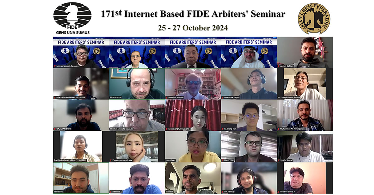 171st Internet-based FIDE Arbiters’ Seminar (Asian Chess Federation) – Report – FIDE Arbiters ...