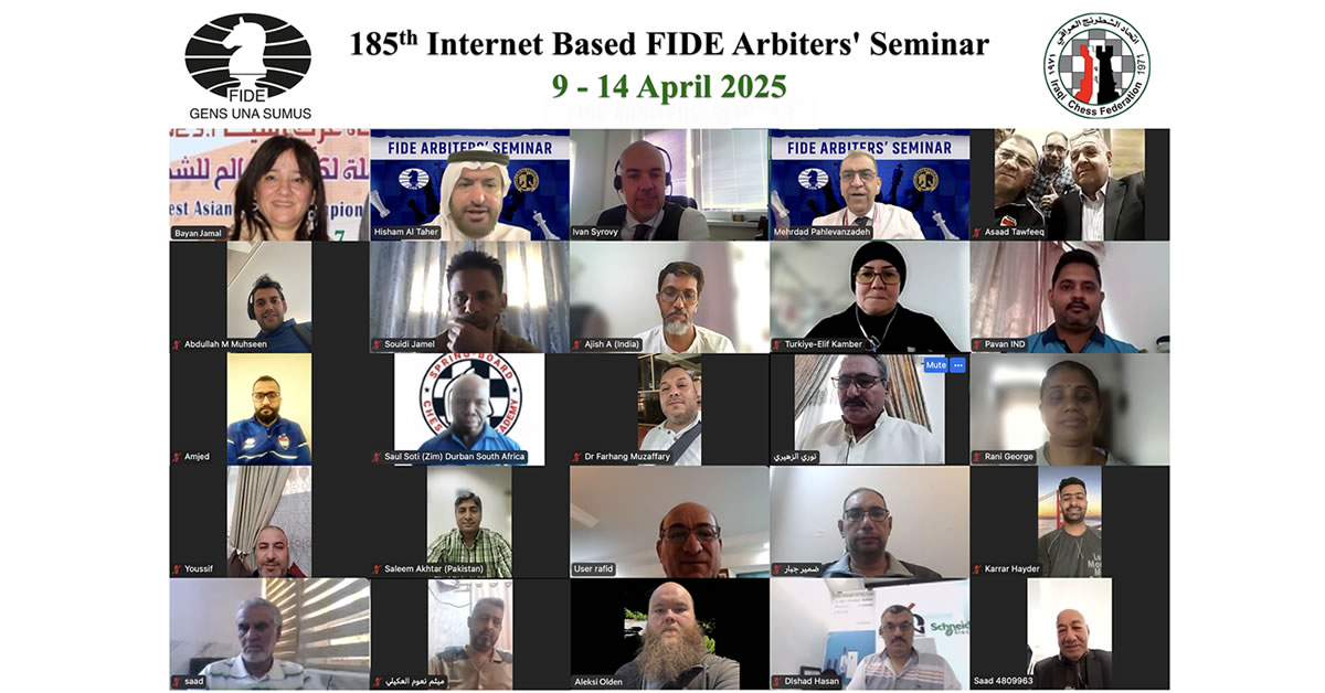 185th Internet-based FIDE Arbiters’ Seminar (IRQ) – Report – FIDE Arbiters' Commission