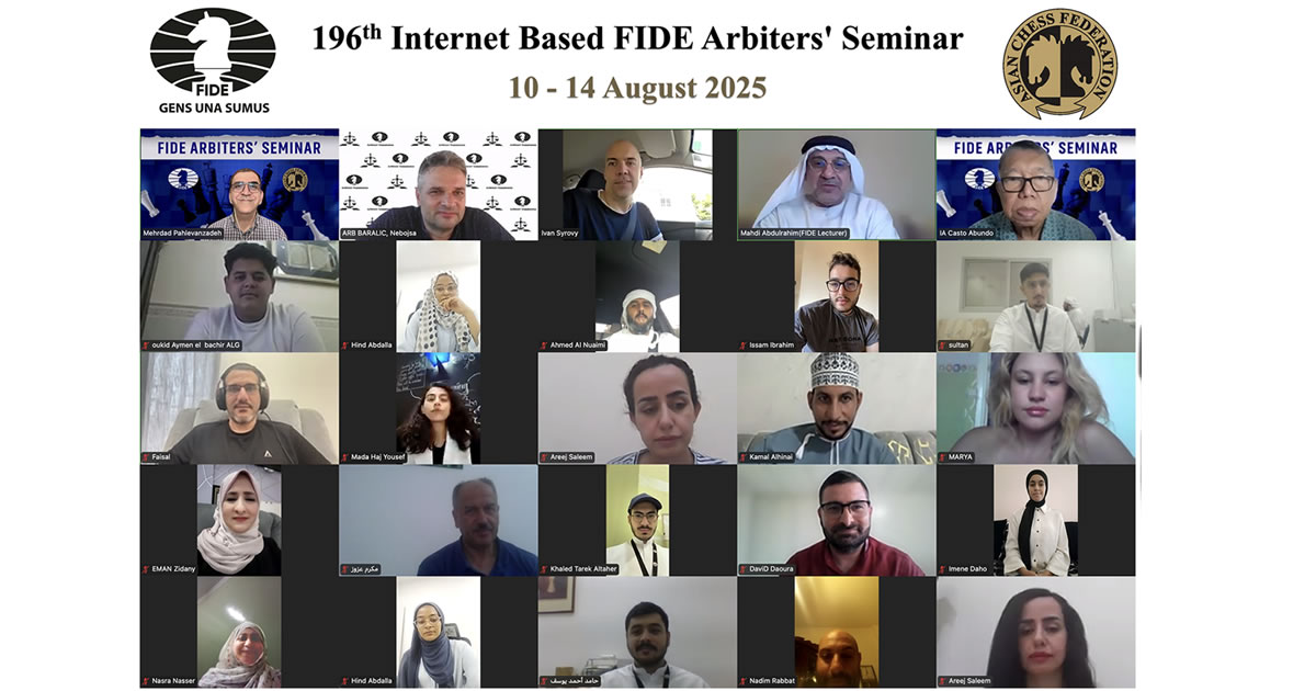 196th Internet-based FIDE Arbiters’ Seminar (Asian Chess Federation) – Report – FIDE Arbiters ...